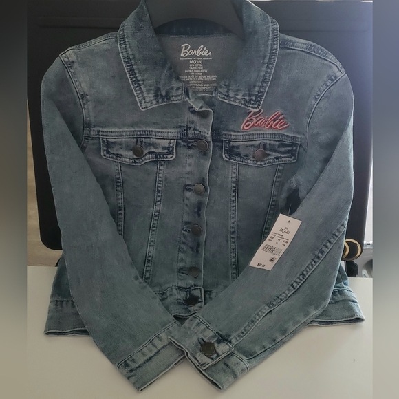 Barbie | Jackets & Coats | Barbie Light Blue Denim Jacket With Pink ...